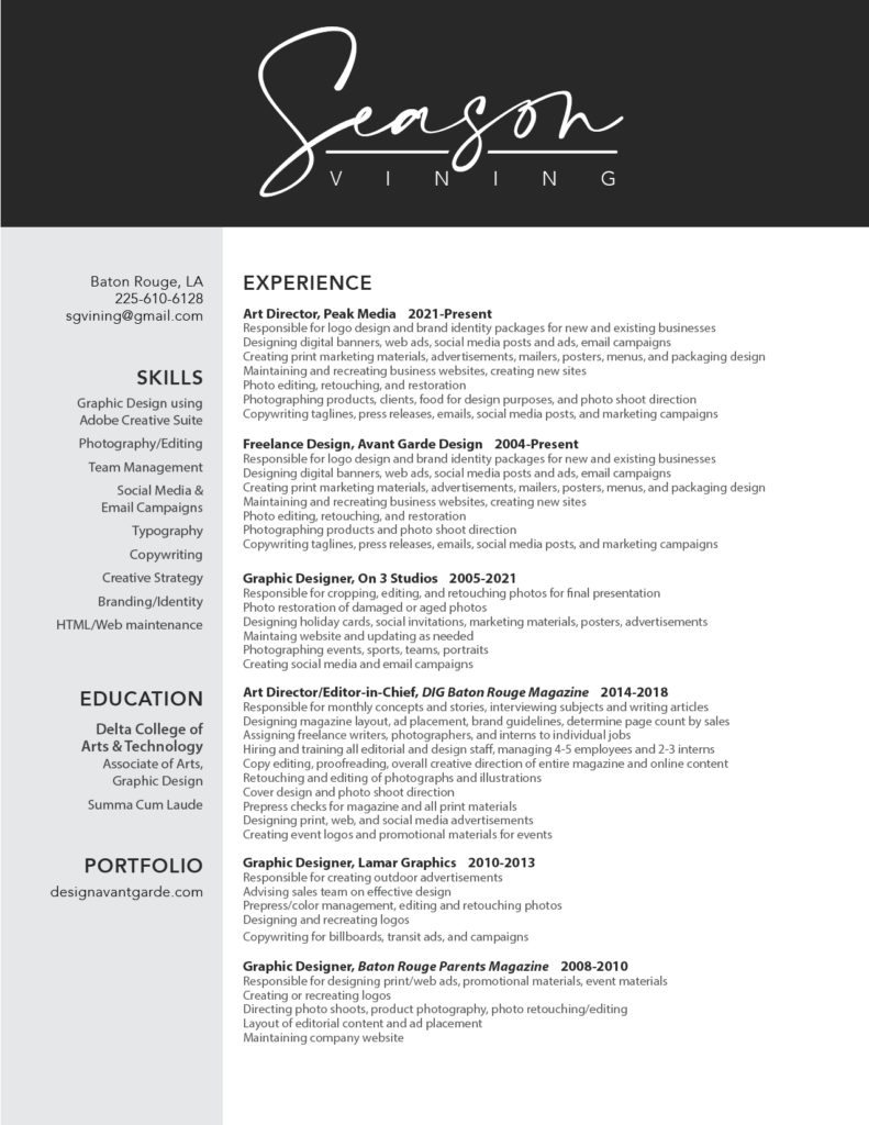 Résumé – Avant Garde Design